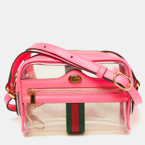 Gucci | Bags | Gucci Neon Pink Leather And Pvc Mini Ophidia Crossbody ...